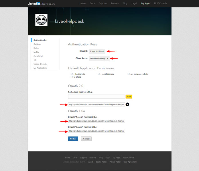 Faveo Social login with Linkedin · faveosuite/faveo-helpdesk Wiki · GitHub